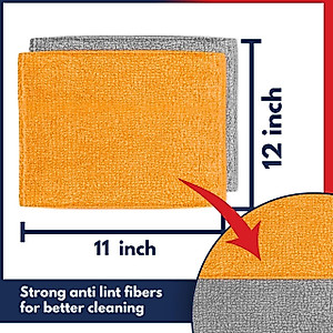 USANOOKS Microfiber Cleaning Cloth - (12x16 inches) High Performance - Ultra Absorbent Weave Traps Grime & Liquid for Streak-Free Mirror Shine - Lint Free Towel - 12x16 Inch (Pack of 8)