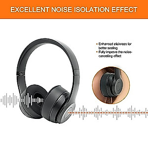 GVOEARS Ear Pads Replacement for Beats Solo 2 Solo 3 - Cooling Gel Earpad Cushions for Solo 2/3 Wired Wireless Headphones Covers with Noise Isolation Memory Foam (Black)