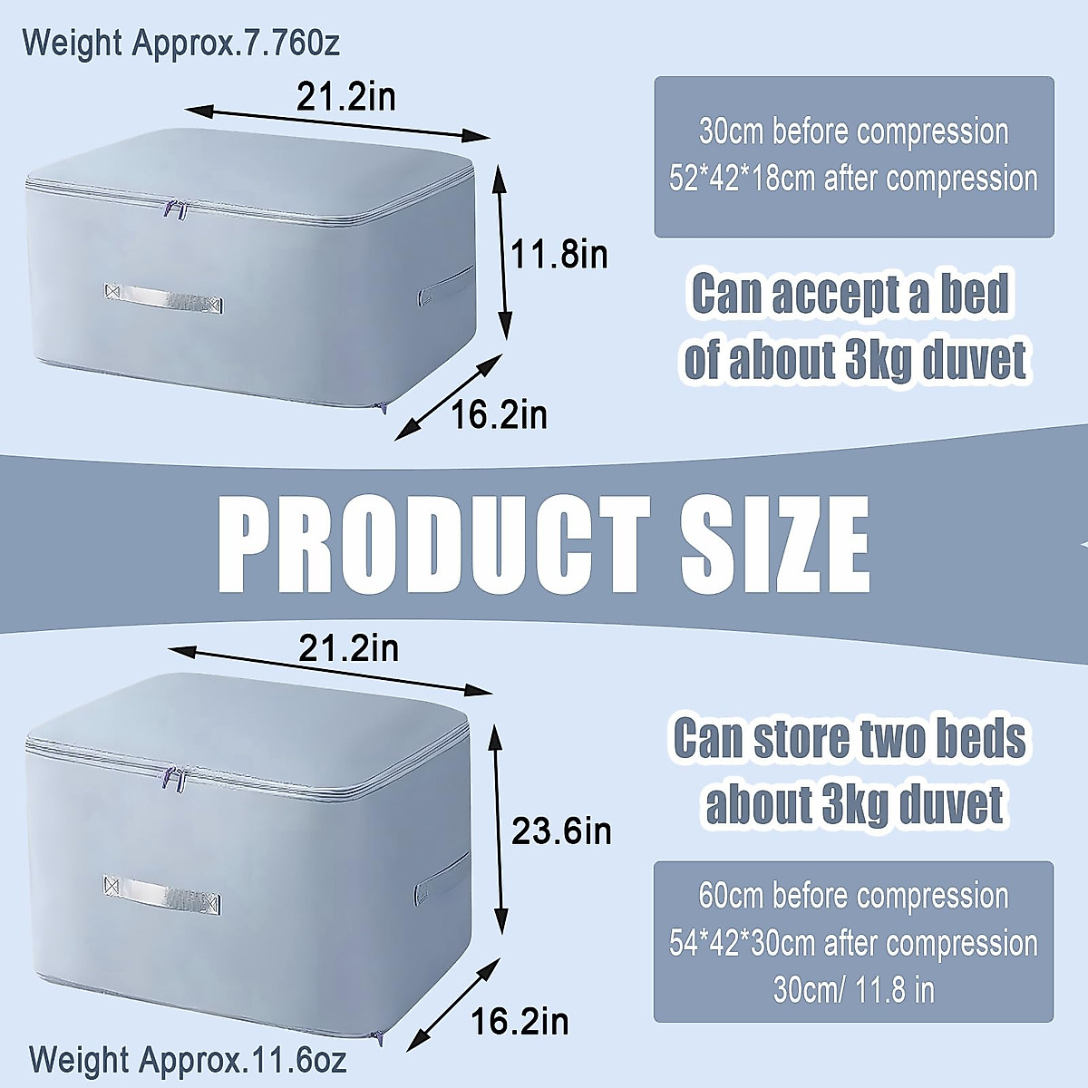 Ultra Space Saving Self Compression Organizer,Self Compression Bags, Heavy Duty Storage Tote for Space Saving, Extra Large Space Saving Bags, Space Bags for Comforters and Blankets (Large,Blue)​