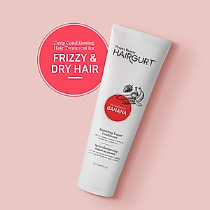 Hairgurt Smoothing Yogurt Hair Conditioner - Strawberry-Banana - Natural Hair Care, Hair Products Smoothes Dry, Damaged, Frizzy & Color-Treated Hair, 8 oz