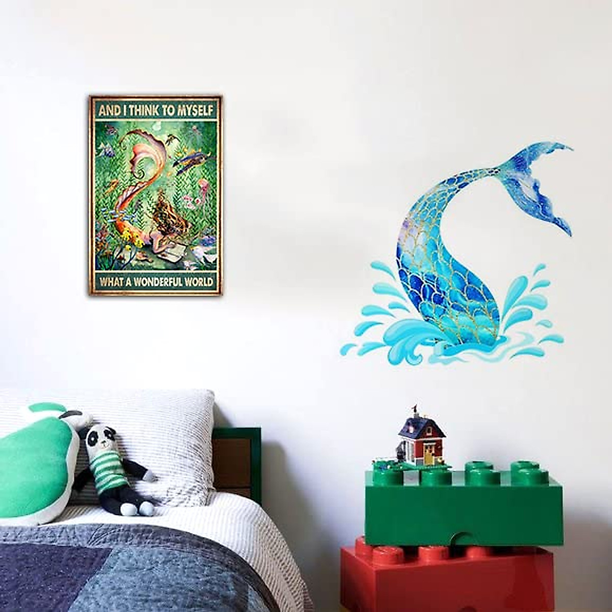 And I Think To Myself Sign - Positive Motivational Encouragement Gifts for Women Teens - Inspirational Quote Wall Art - Mermaid Wall Decor (100)