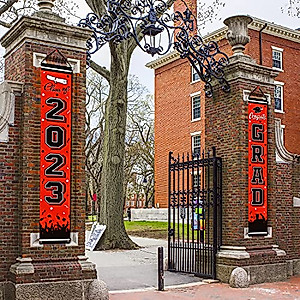 2023 Graduation Party Decorations Porch Sign Banner Red Large Congrats Grad Party Supplies Decorations Door Banner for Graduation Party