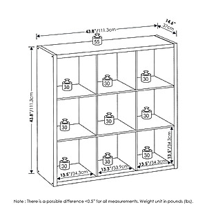 Furinno Cubicle Open Back Decorative Cube Storage Organizer, 9, Dark Oak
