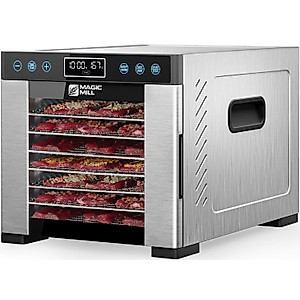 Magic Mill Pro Food Dehydrator Machine | 7 Stainless Steel Trays | Dryer for Jerky, Dog Treats, Herb, Meat, Beef, Fruit | Keep Warm Function, Digital Timer and Temperature Control, ETL Approved