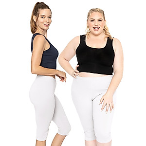 STRETCH IS COMFORT Women's Knee Length Leggings White X-Large
