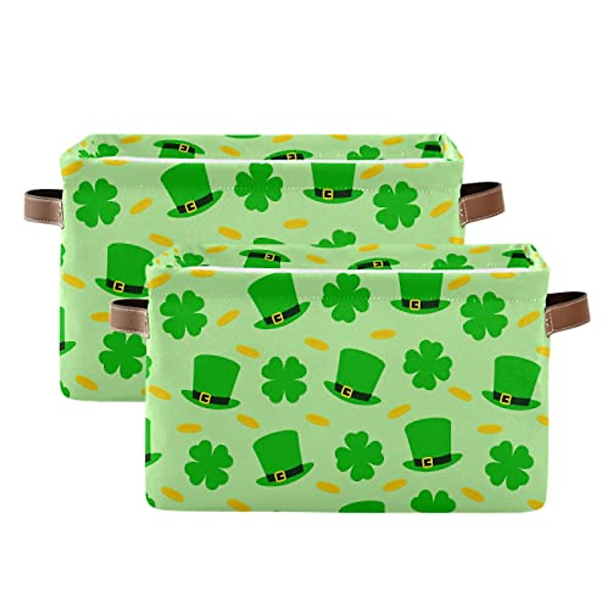Foldable Storage Basket, Cube Organizer Bins St Patricks Day Leaf Hat Cube Bag Dual Handles for Closet Shelf