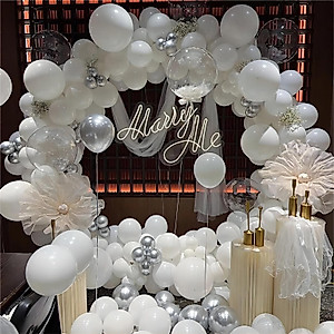 110pcs White Balloons, 12inch White Latex Balloons, Helium Quality for Birthday Anniversary Bachelorette Party Decorations (With 2 White Ribbons)