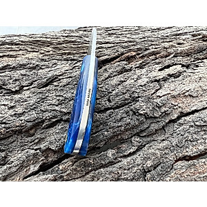 SUSA KNIVES Custom Handmade Excellent Farrier Rasp Bull Cutter knives horse file steel bull cutter knife, cowboy skinner knife with pancake leather sheath (BLUE)