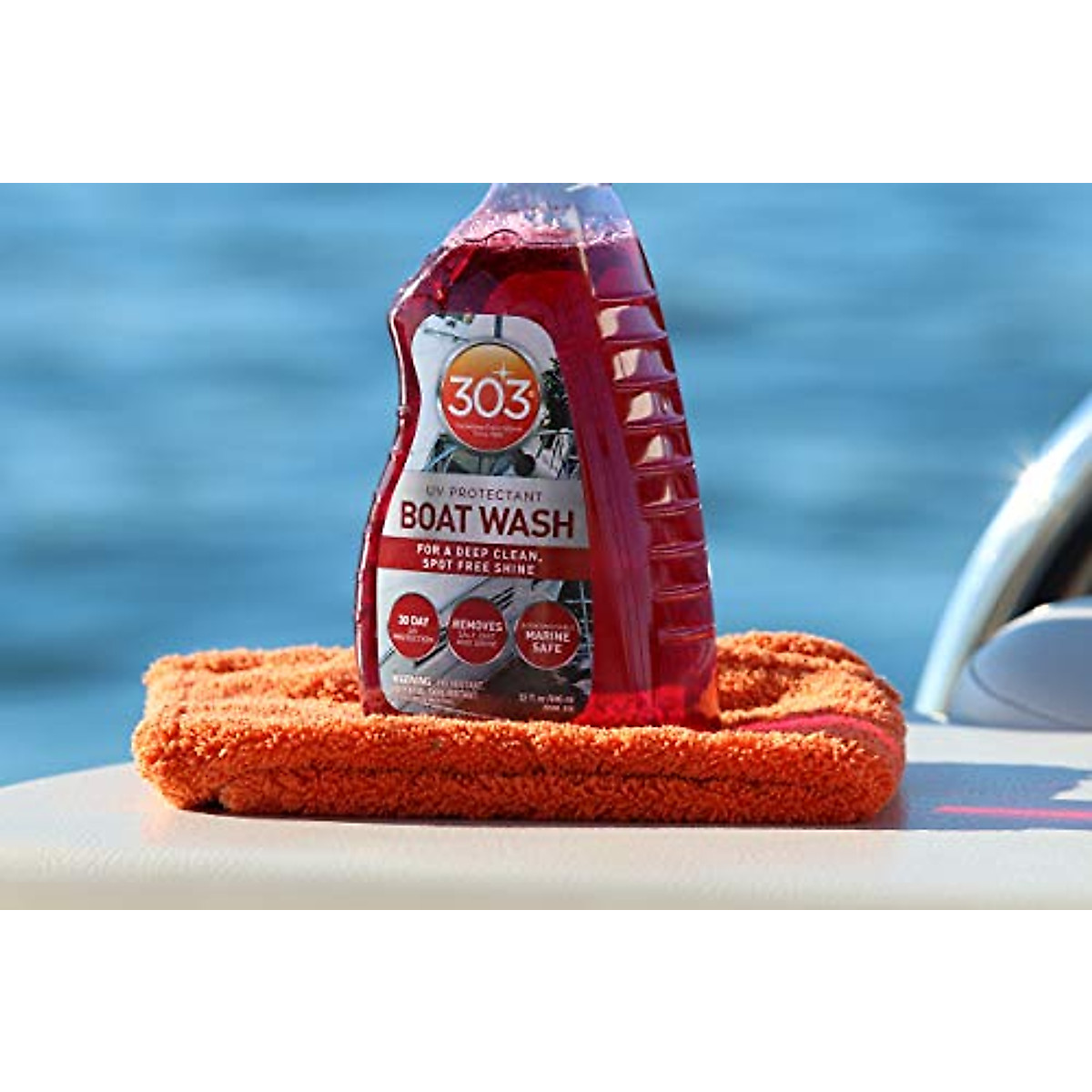 303 Products Marine Boat Wash with UV Protectant - For A Deep Clean, Spot Free Shine - 30 Day UV Protection - Removes Salt, Dirt, And Grime - Marine Safe, 32 fl. oz. (30586)