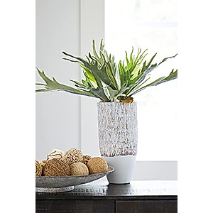 Signature Design by Ashley Hannalee Bohemian Textured Polyresin 13.75" Vase, White