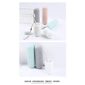 NA Toothbrush Case Portable Toothbrush Holder Multifunctional Travel Toothbrush Case Toothbrush Cup 2packs(Pink+ Green)