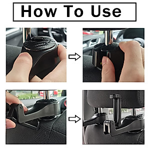 2 in 1 Car Seat Hooks,2PCS Multifunctional Car Seat Back Hooks with Mobile Phone Holder, Universal Car Seat Internal Accessories Hooks, for Phones, Bag, Umbrellas, Clothes (Carbon Black)