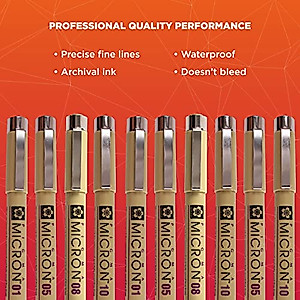 SAKURA Pigma Micron Fineliner Pens - Archival Black and Gray Ink Pens - Pens for Writing, Drawing, or Journaling - Assorted Point Sizes - 10 Pack