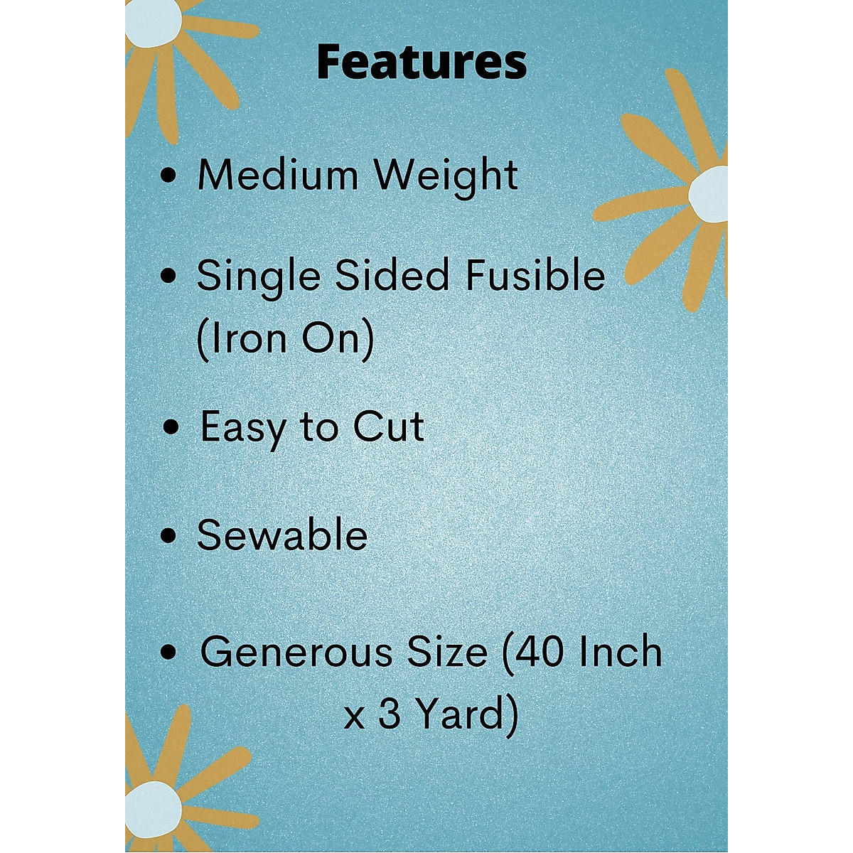 MAROBEE Medium Weight Iron On Fusible Interfacing for Sewing Projects, (40 Inch x 3 Yard) White Non-Woven