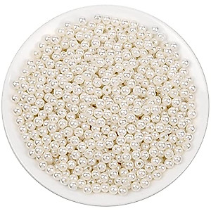 anezus Pearl Beads for Craft, 1000pcs Ivory Faux Fake Pearls, 6 mm Small Sew on Pearl Beads with Holes for Jewelry Making, Bracelets, Necklaces, Hairs, Crafts, Decoration and Vase Filler
