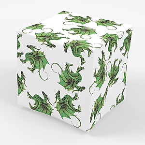 Stesha Party Green Dragon Birthday Wrapping Paper - Folded Flat 30 x 20 Inch (3 Sheets)