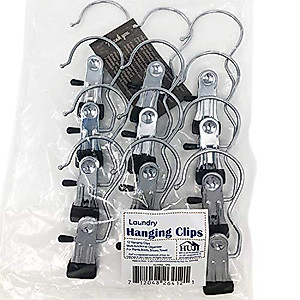 Huji Laundry Hanging Hooks Clothes Boots Chrome Pins Clips Hangers (12PK)