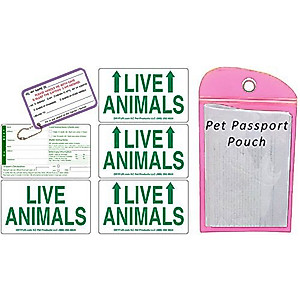 DryFur Live Animal Label Set of 5 stickers w/Pet Passport Pouch PINK