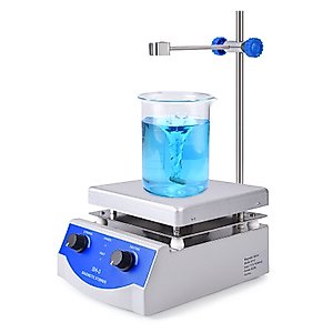 Slendor Magnetic Stirrer Hot Plate Mixer 3000ml Stirring Capacity 6.7 x 6.7 inch Max 520°F Hotplate and 100-2000 RPM Stirrer, Stirring Bar & Support Stand Included