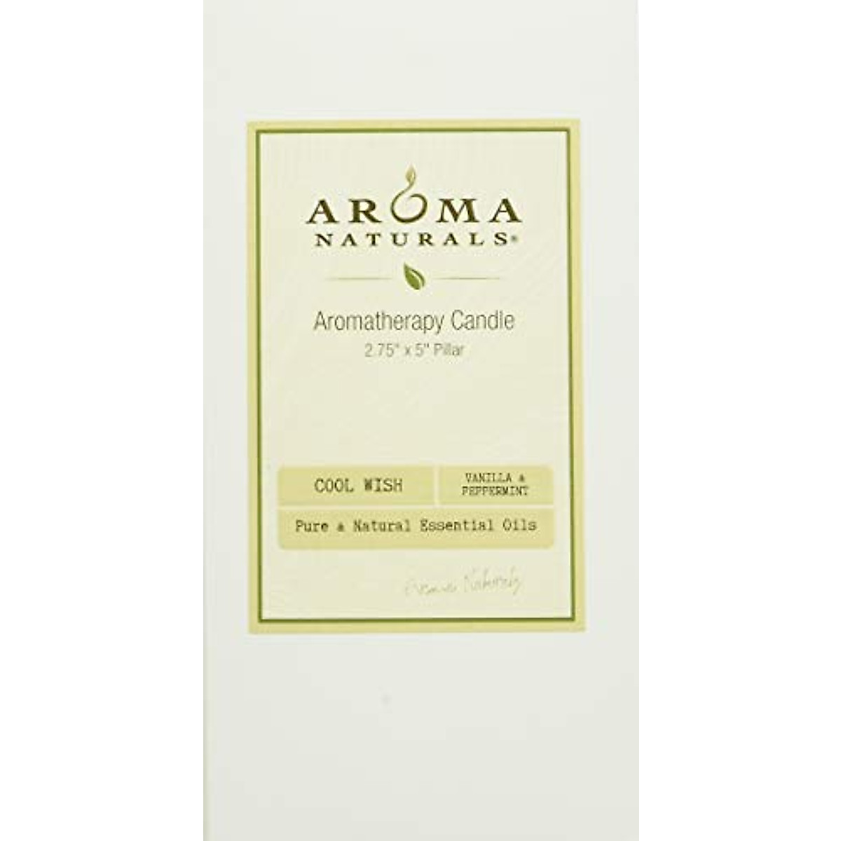 Aroma Naturals Holiday Essential Oil Vanilla & Peppermint Scented Pillar Candle, Cool Wish, 2.75 inch x 5 inch