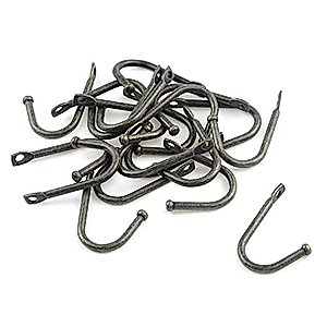 MY MIRONEY Early American Single Prong Iron Hooks Rustic Coat Hook Decorative Colonial Wall Hooks Multi-Purpose Hanging Hooks with Screws Pack of 20