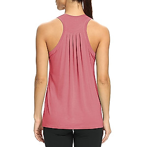 Mippo Workout Shirts for Women Loose Fit Long Tank Tops Yoga Tops Gym Shirt Athletic Wear Ladies Workout Top Tennis Clothes Active Tops Fitness Apparel for Women Rose L