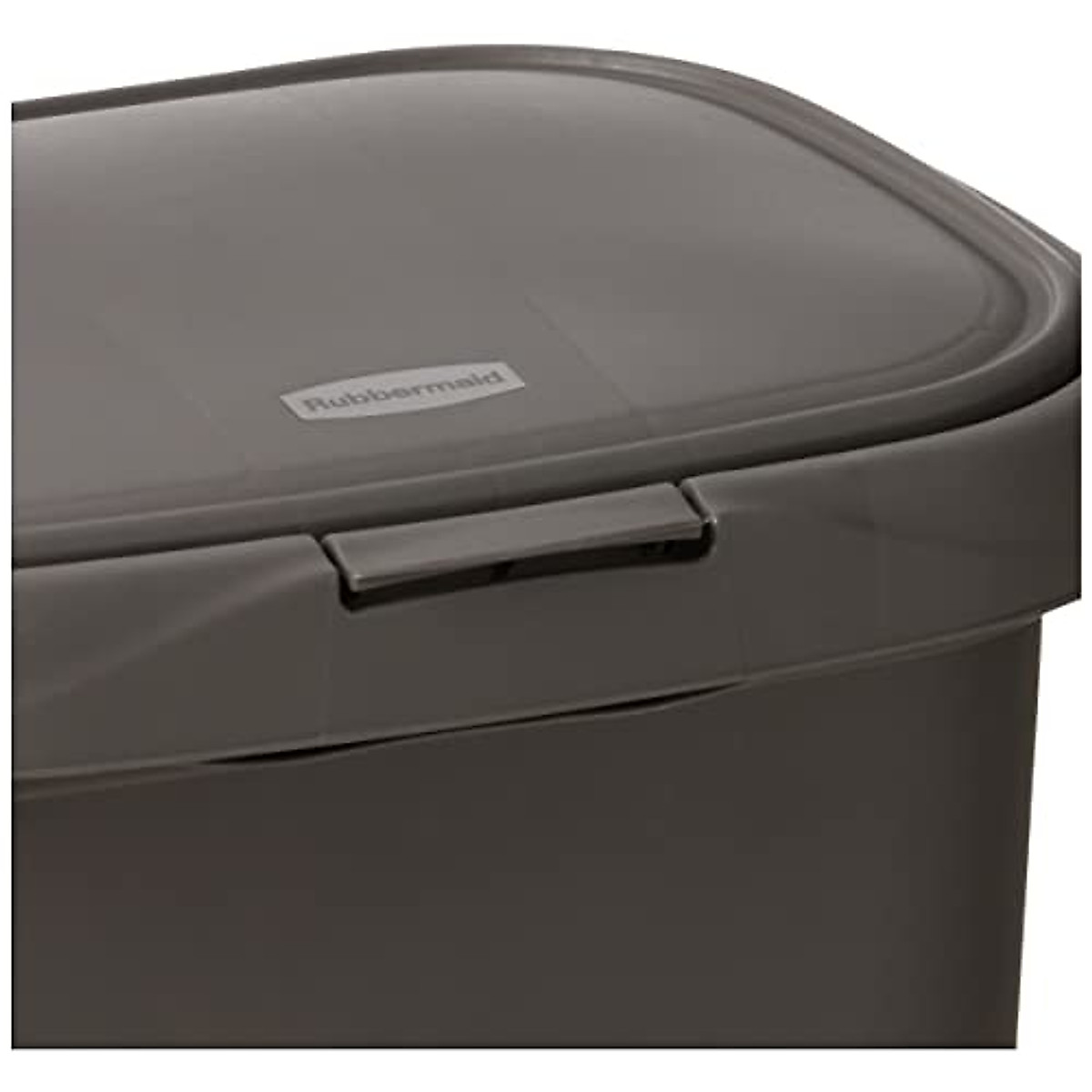 Rubbermaid Spring Top Kitchen Bathroom Trash Can with Lid, 13 Gallon Gray Plastic Garbage Bin, 49.2-liter