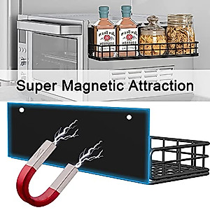 Spaclear Magnetic Spice Rack for Refrigerator, 4 Pack Spice Rack Organizer, Super Strong Magnetic Moveable Metal Kitchen Organization, Spice Rack Wall Mount Seasoning Organizer Rack, Fridge Organizer