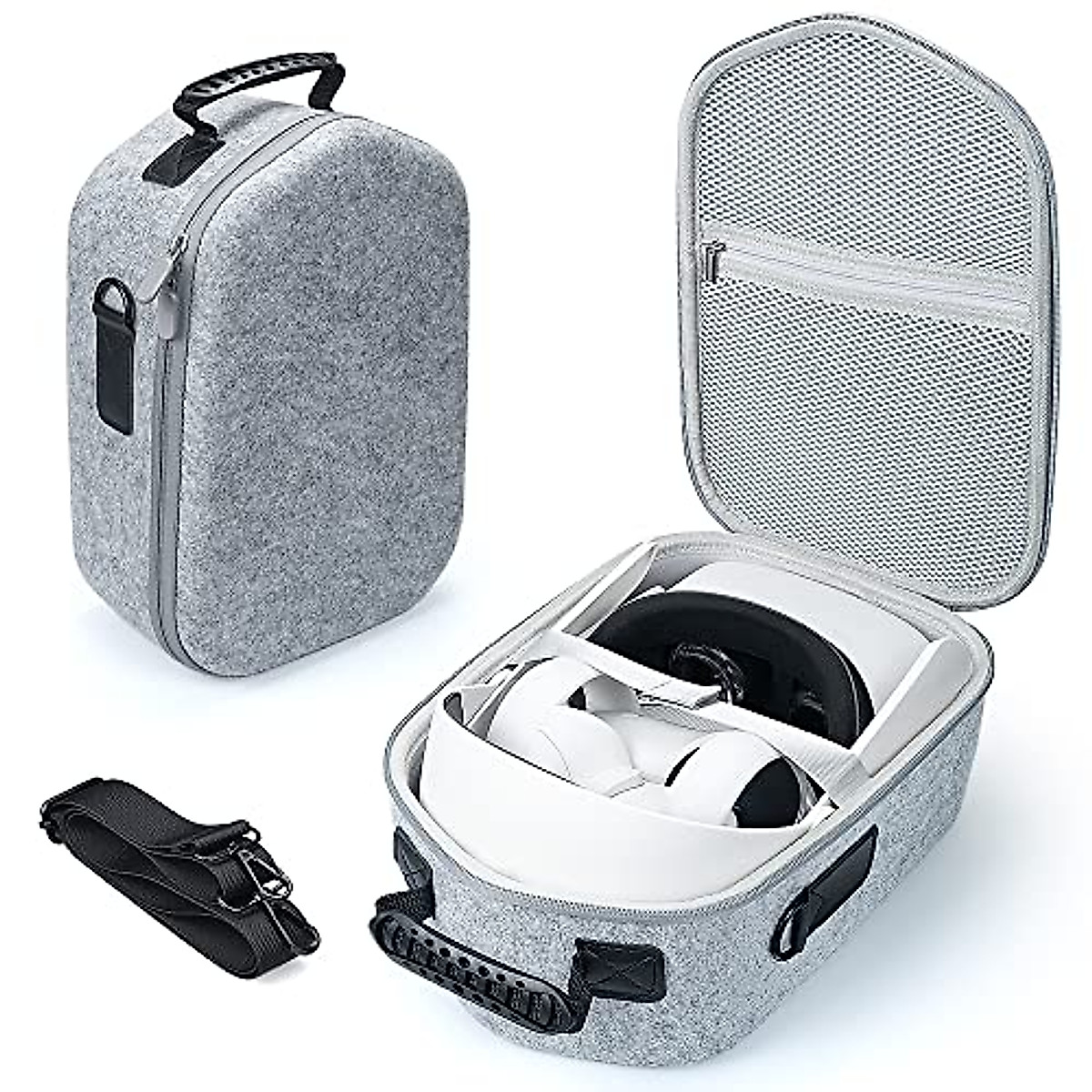 Vimetapro Carrying Case for Quest 2, Hard Bag for Quest 2 Accessories VR Headset with Elite Strap and Touch Controllers Other VR Accessories, Protable Design for Travel and Home Storage