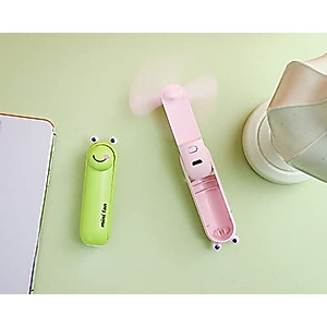 Handheld Mini Fan, 3 IN 1 Hand Fan, Portable USB Rechargeable Small Pocket Fan, 500Mah Battery Operated Foldable Fan with Keychain, Flashlight Feature for Women,Travel,Outdoor White Rabbit