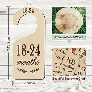 Zamwix Wooden Baby Closet Dividers - Double-Sided Closet Size Dividers from Newborn to 24 Months Baby Clothes Hanging Organizer