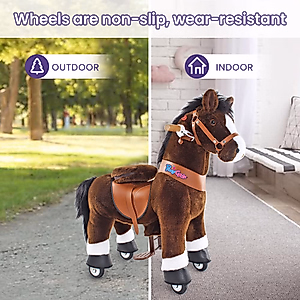 PonyCycle Ride on Horse Toy for Toddlers Classic Model U (with Brake/ 30" Height/Size 3 for Age 3-5) Riding Horse Toy Chocolate Brown Ux321