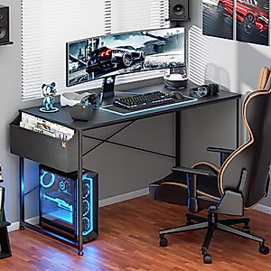 MoNiBloom Computer Desk 55", Simple Style Home Gaming Desk with Storage Bag, Office Writing Workstation- Black