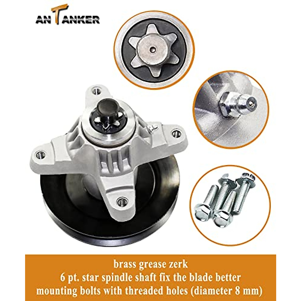 Antanker 618-04126 918-04126 Spindle Assembly 618-04125A, 918-04126A, 918-04126B, 918-04125, 918-04125A, 918-04125B Replace for MTD Cub C adet Troy Bilt RZT50 LT1050 with 50" Deck Lawn Mower 1120370