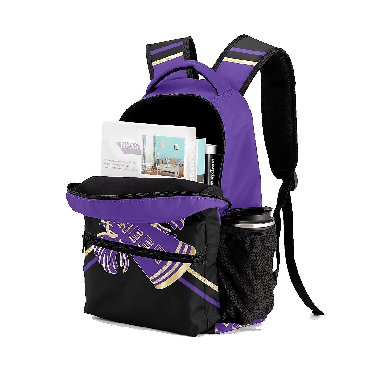 BigBigift Personalized Cheer Blue Black Cheerleaders Multifuction Backpack with Name Text for Women Men Gift, 12.2(L)x5.9(W)x16.5(H)inch