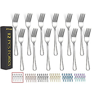 Silver Salad Forks Set of 12 pieces，Stainless Steel Flatware Forks 6.8 inch，Mirror Polish Small Utensils, New Kitchen Essentials Cutlery Set Dishwasher Safe