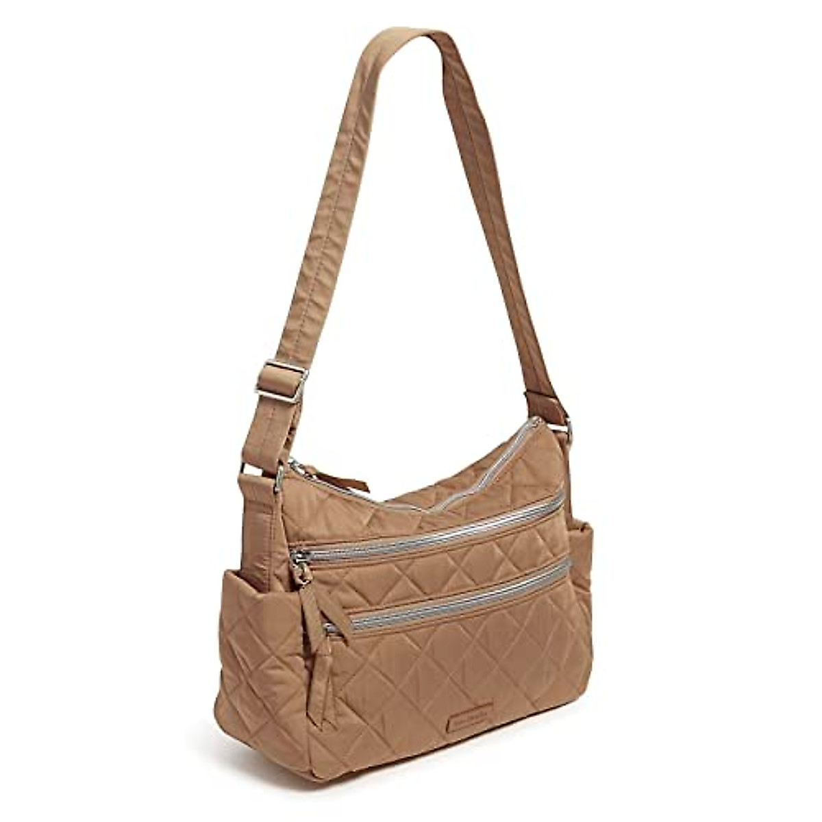 Vera Bradley Women's Performance Twill Triple Zip Shoulder Satchel Purse, Meadowlark Tan, One Size