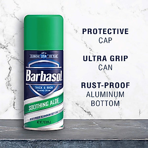 Barbasol Soothing Aloe Thick and Rich Shaving Cream, 7 Ounce, Pack of 6