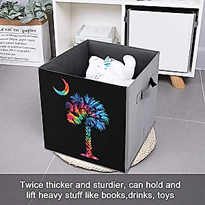 Tie Dye South Carolina Flag Large Cubes Storage Bins Collapsible Canvas Storage Box Closet Organizers for Shelves