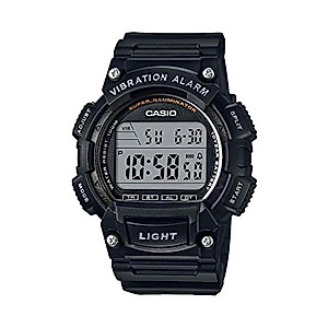 Casio Men's 'Super Illuminator' Quartz Resin Casual Watch, Color:Black (Model: W-736H-1AVCF)