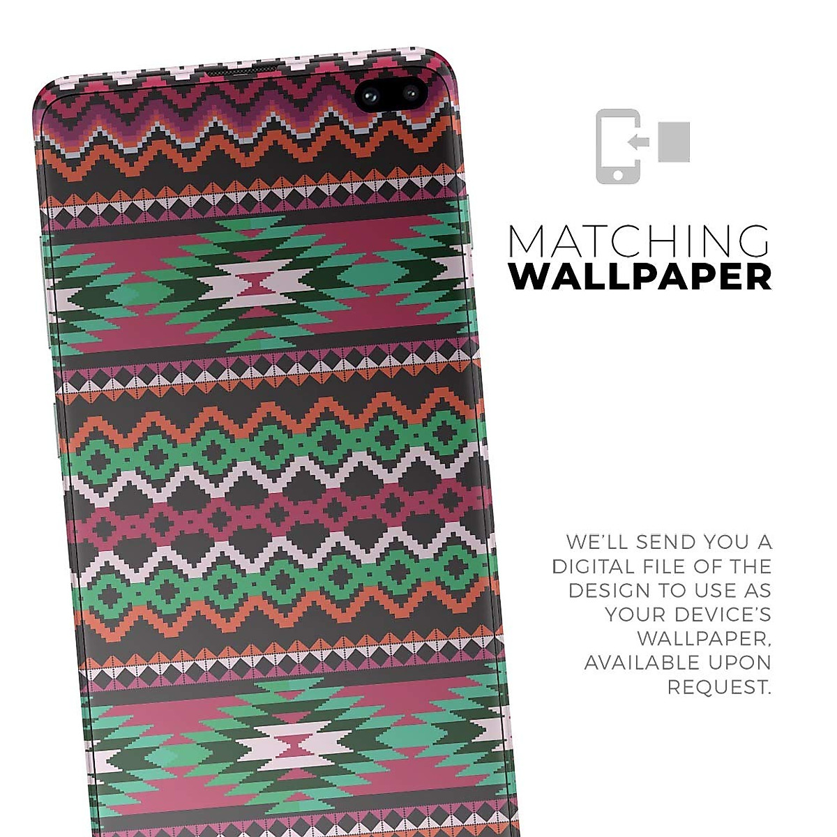 DesignSkinz Vector Green & Pink Aztec Pattern Protective Vinyl Decal Wrap Skin Cover Compatible with The Samsung Galaxy S20 (Screen Trim & Back Glass Skin)