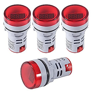 DWEII 4PCS Digital DC Voltmeter LED Display Voltage Voltmeter AC 20-500V Voltage Meter Monitor 110v 220v Volt Detetor Indicator Round Lamp Tester (2 Red and 2 Green)