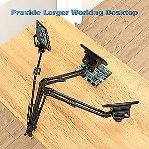 Hayve Microscope Arm Stand，Adjustable Metal Bracket with Clamp and Grommet Base，Coin Microscope Mount ，Compatible with Model DM4 DM9 MS2 MS1 MS3& Most 4.3'',7'' Digital Microscopes (1.65（for MS1,MS3)