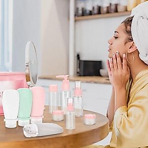 Noideeer 18 Pcs Travel Bottles for Toiletries Gym TSA Approved, Leak Proof with Bandage Silicone Squeezable 3oz for Toner Shampoo Conditioner Lotion Body Wash with Toothbrush Cover Tag and Wash Bag