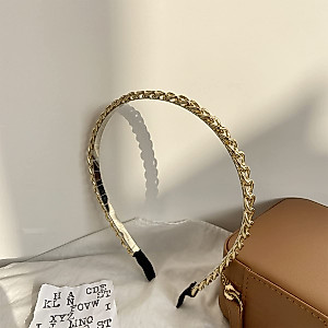 Thin Metal Headbands with Hoop Chain - Cute Headwear Hair Accessories for Women and Girls