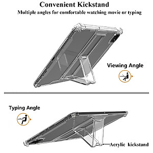 UUcovers Clear Stand Case for iPad Pro 12.9 Inch 6th/5th/4th/3rd Generation (2022/2021/2020/2018) with Pencil Stylus Pen Holder/Kickstand Soft TPU Back Transparent Shockproof Lightweight Cover, Clear