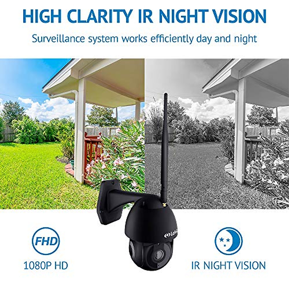 LaView Security Camera Outdoor,1080P HD Wi-Fi Home Security Cameras with Pan/Tilt 360 View,Night Vision,2-Way Audio,IP65,Motion Detection Activity Alert,Easy Set Up,USA Cloud Service with Alexa
