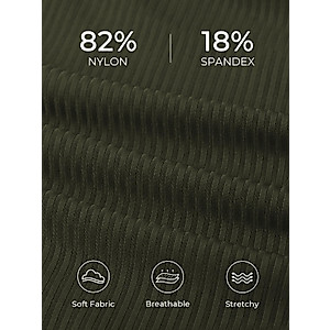 Summer Mae Plus Size Women Ribbed Bikini Set Two Piece High Waist Swimsuit Scoop Top Tummy Control Bathing Suit Swimwear Olive 22 Plus