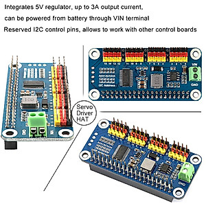 MakerFocus PWM Servo Motor Driver IIC Module 16 Channel PWM Outputs 12 Bit Resolution I2C Compatible with Raspberry Pi 4 3B+ 3B Zero/Zero W/Zero WH and Jetson Nano