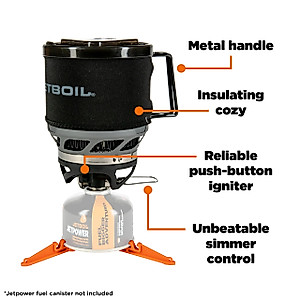 Jetboil MiniMo Camping and Backpacking Stove Cooking System with Adjustable Heat Control (Carbon)